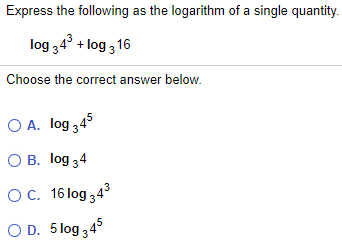 Solved Express the following as the logarithm of a single | Chegg.com