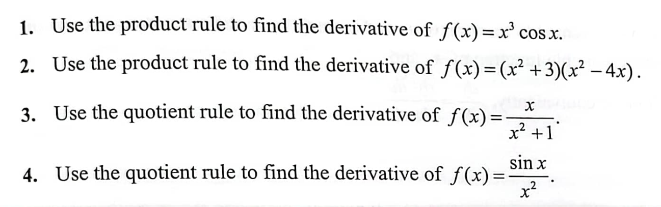 Solved 1. Use the product rule to find the derivative of | Chegg.com