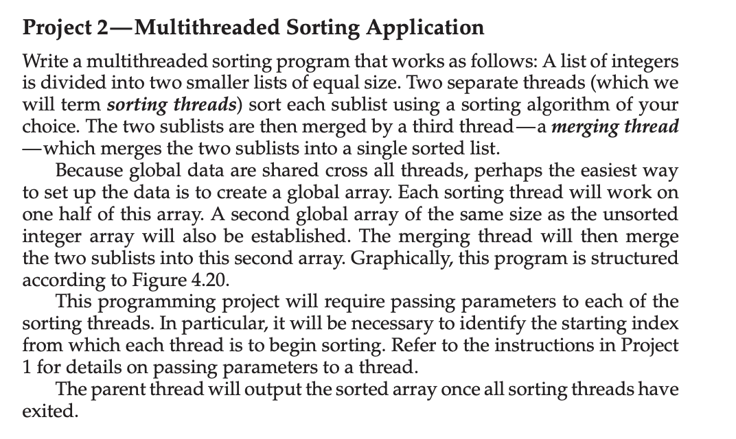 Solved Project 2multithreaded Sorting Application Write A 6262