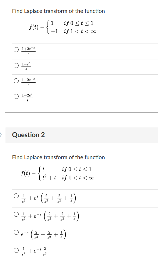 Solved Find Laplace transform of the function f(t)-{-1 ( 1 | Chegg.com