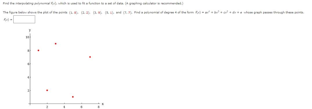 Solved Find the interpolating polynomial f(x), which is used | Chegg.com