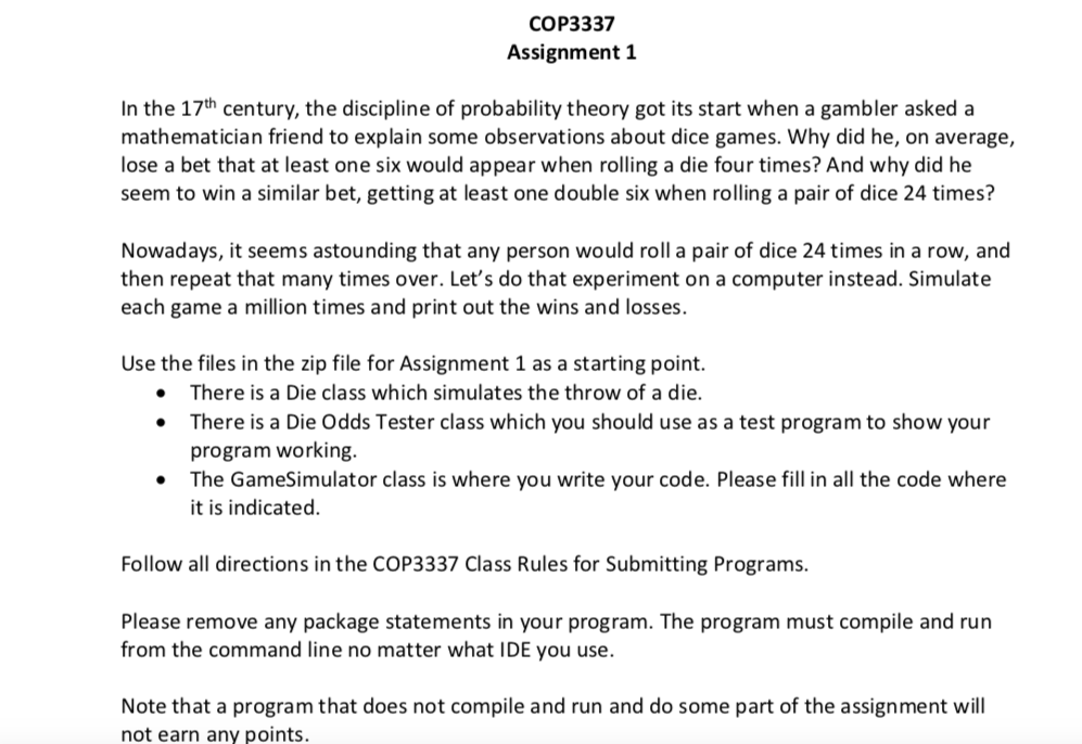 Solved COP3337 Assignment 1 In the 17th century, the | Chegg.com