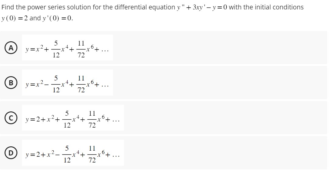 Solved Find the power series solution for the differential | Chegg.com