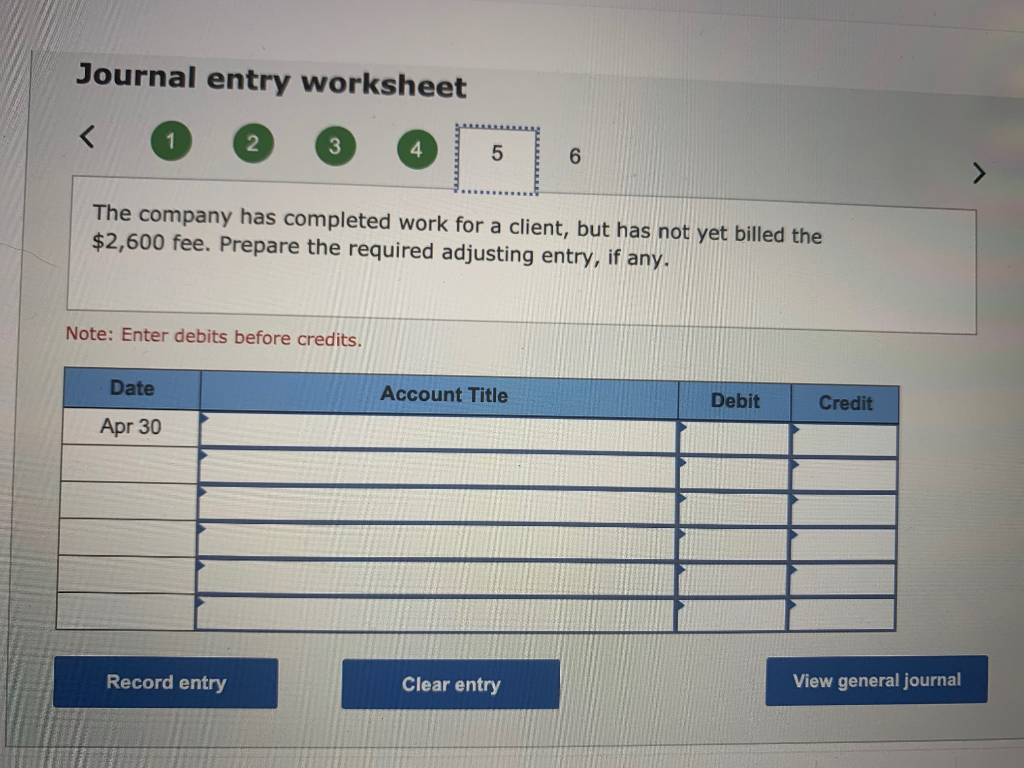 Solved Journal entry worksheet 1 4 5 6 On April 2, the | Chegg.com
