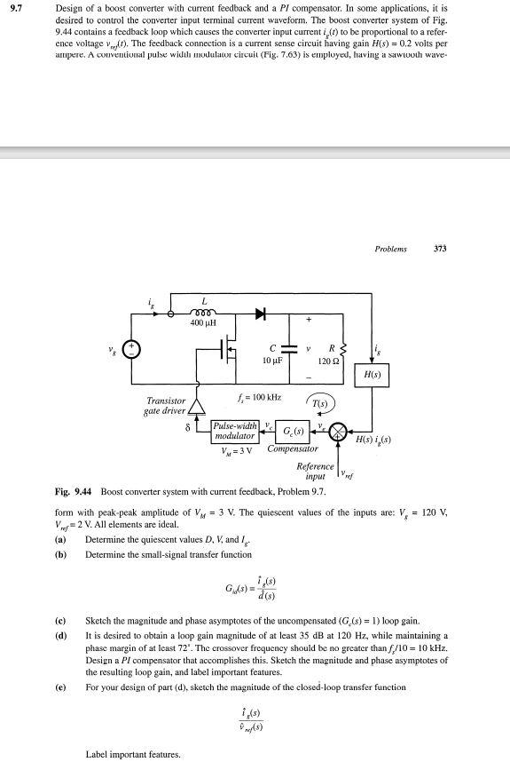 Solved Design of a boost converter with current feedback and | Chegg.com