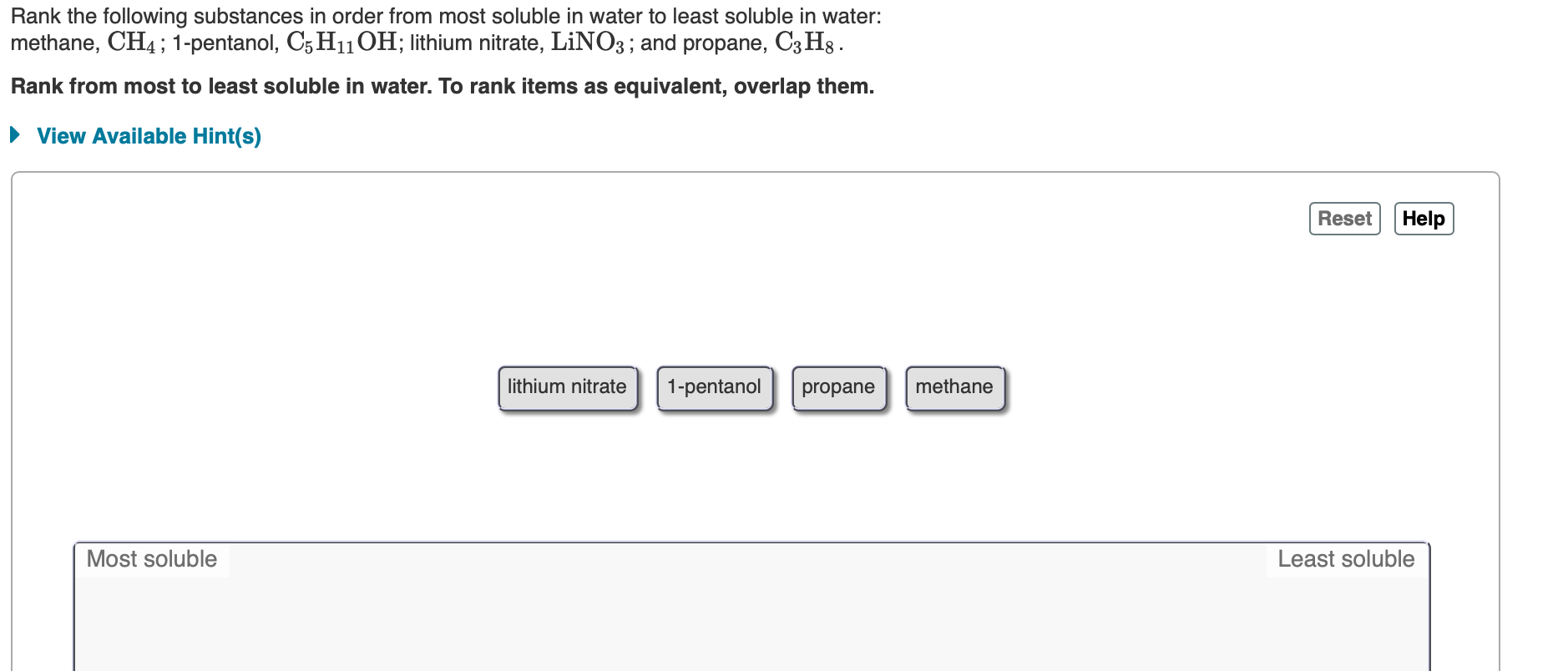 Solved Rank the following substances in order from most | Chegg.com