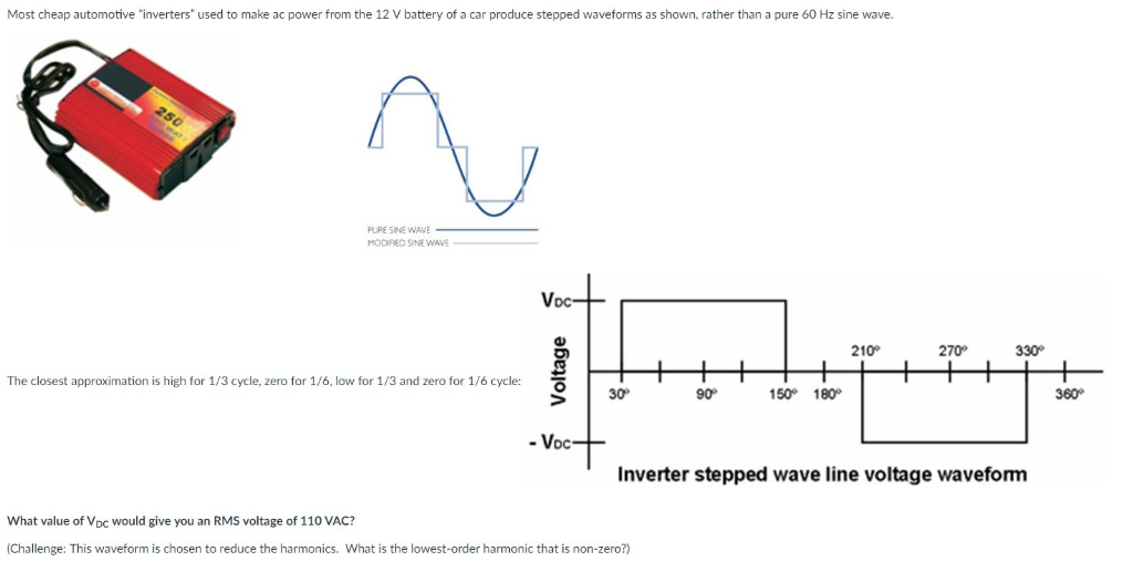 Solved Most cheap automotive "inverters" used to make ac | Chegg.com
