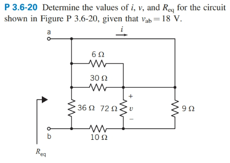 Solved P 3.6-20 Determine the values of i,v, and Req for the | Chegg.com