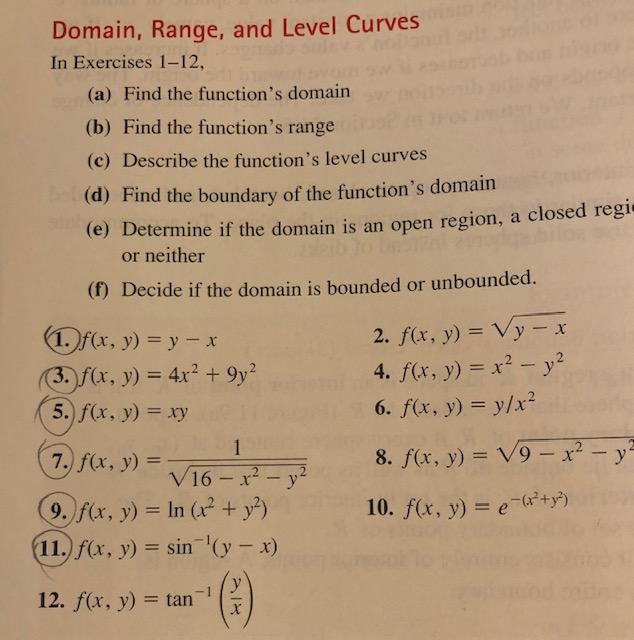 Solved Domain, Range, and Level Curves In Exercises 1-12, | Chegg.com