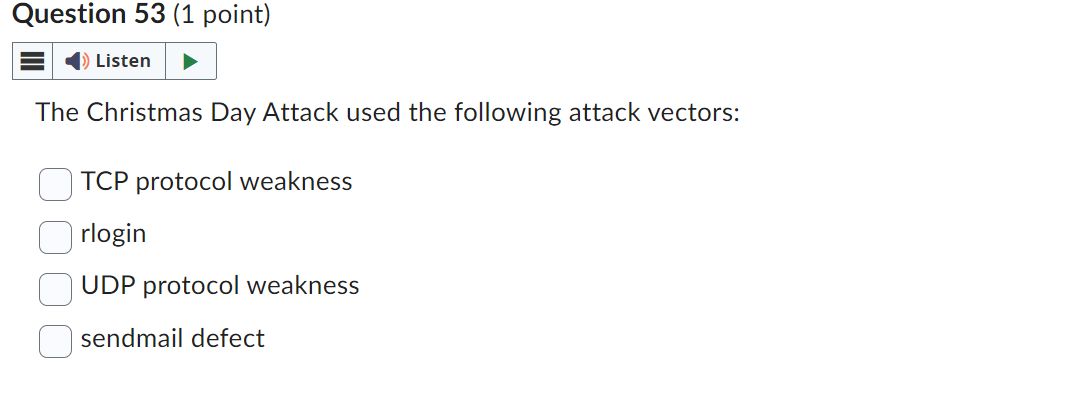 Solved The Christmas Day Attack used the following attack | Chegg.com