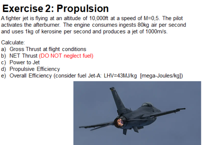 Exercise 2: Propulsion A fighter jet is flying at an | Chegg.com