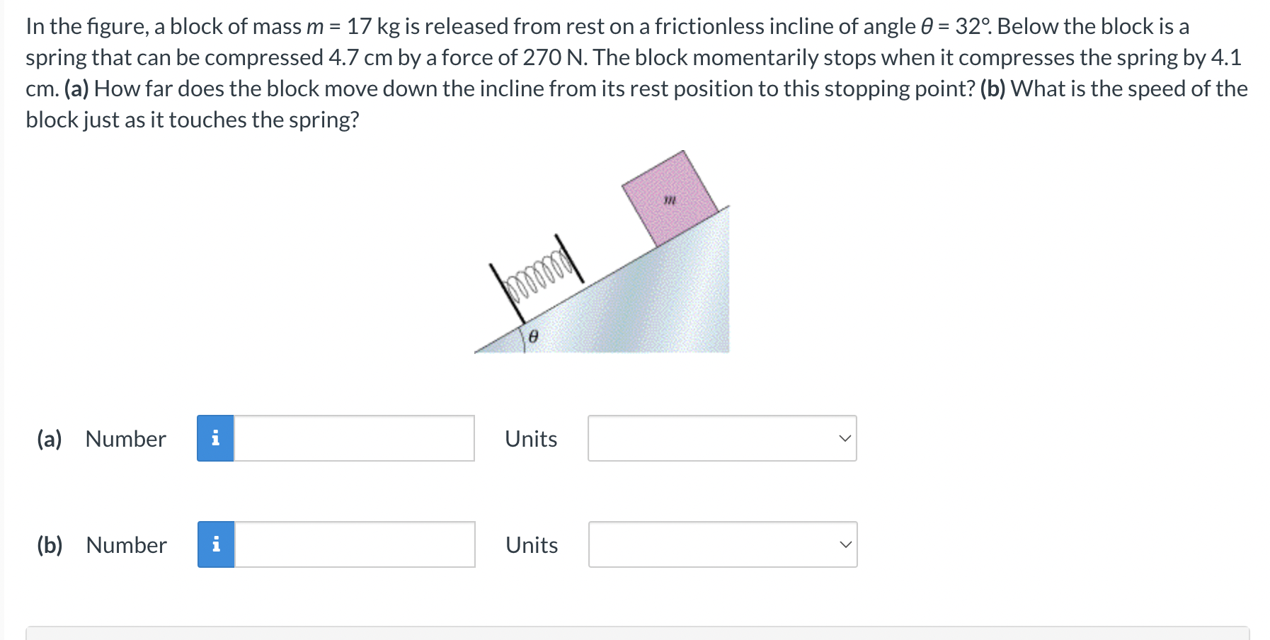 Solved In the figure, a block of mass m=17 kg is released | Chegg.com