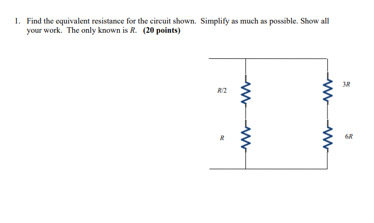 Solved Find the equivalent resistance for the circuit shown. | Chegg.com