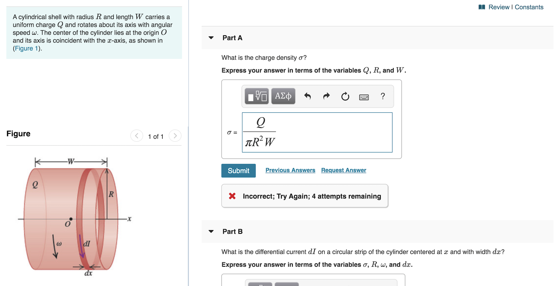 Solved II Review | Constants A cylindrical shell with radius | Chegg.com