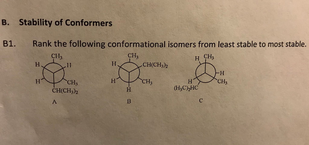 Solved Stability of Conformers B. Rank the following | Chegg.com