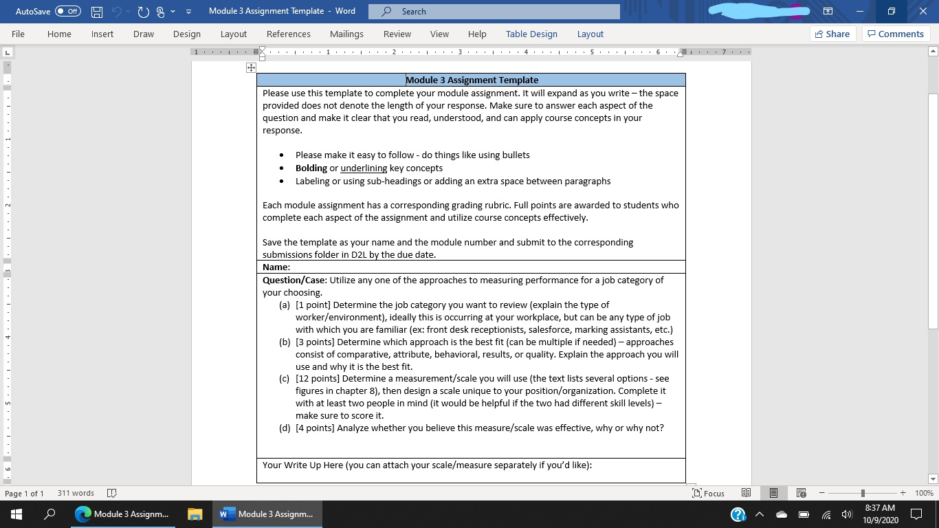 Solved AutoSave Off Module 3 Assignment Template - Word | Chegg.com