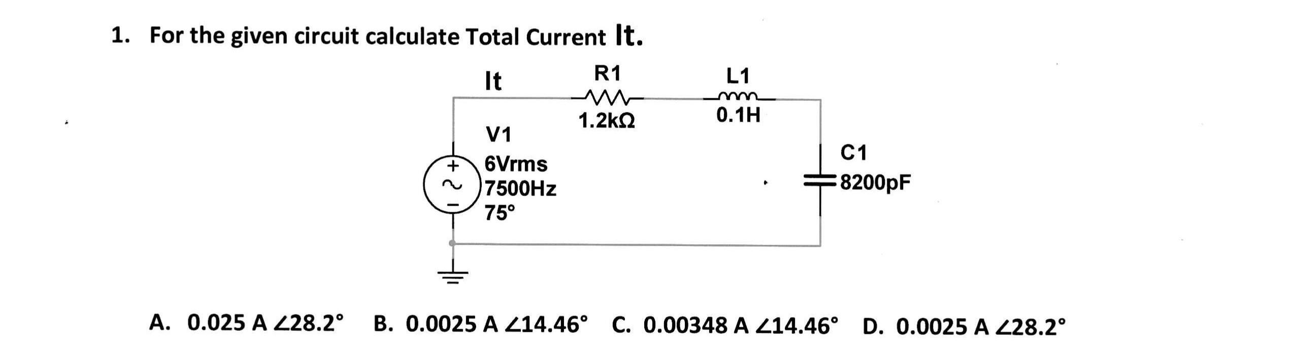 Solved 1. For the given circuit calculate Total Current It. | Chegg.com