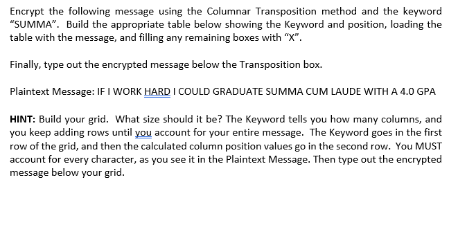 Solved Encrypt the following message using the Columnar | Chegg.com