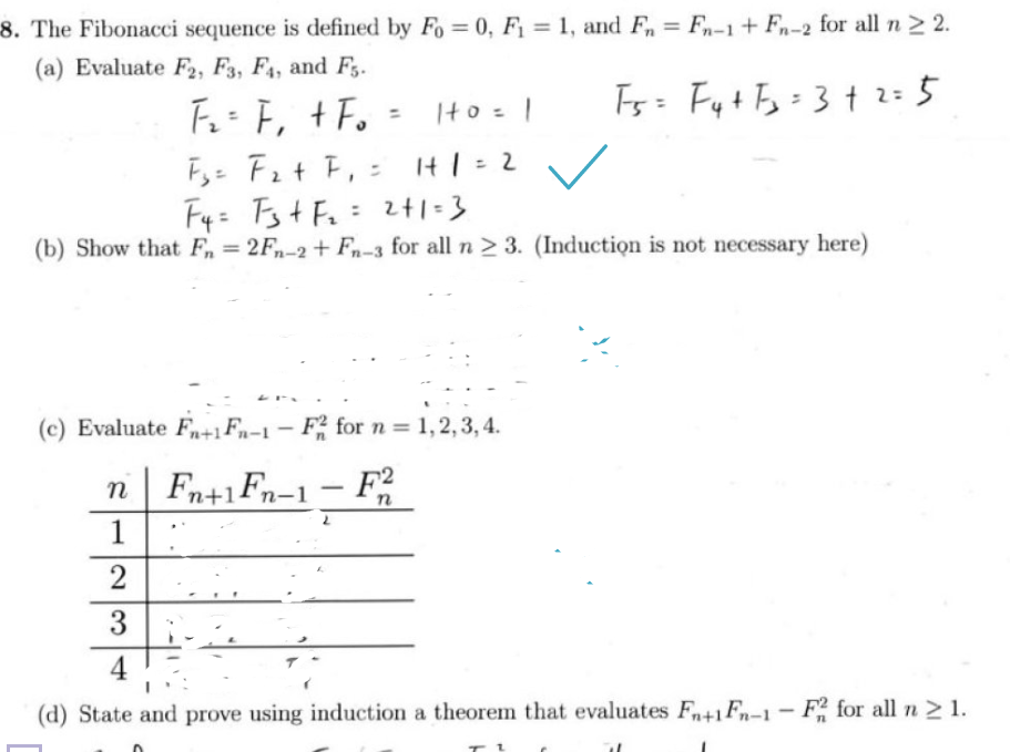 Solved -8. The Fibonacci sequence is defined by Fo 0, F 1, | Chegg.com