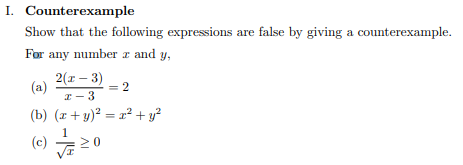 Solved Counterexample Show that the following expressions | Chegg.com