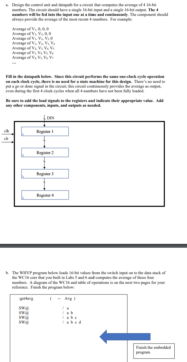 a. Design the control unit and datapath for a circuit | Chegg.com