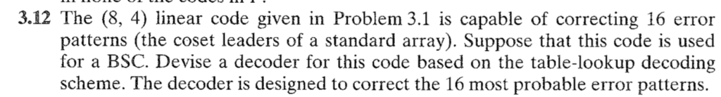 3.12 The (8, 4) linear code given in Problem 3.1 is | Chegg.com