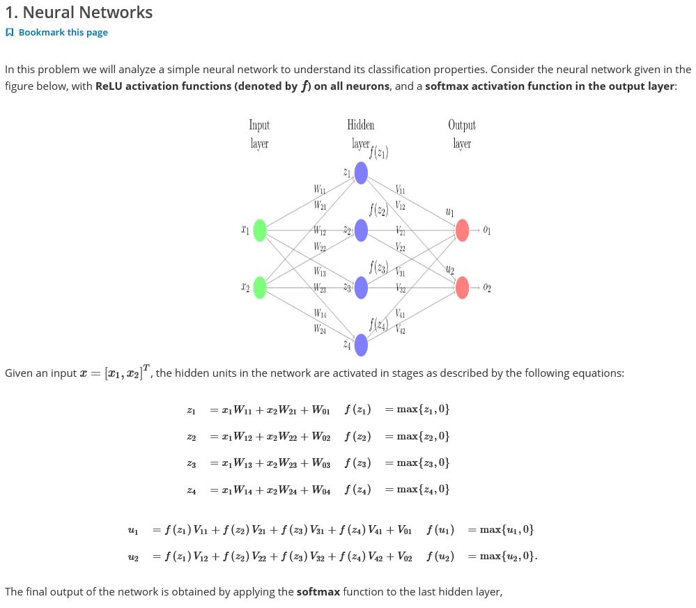 1. Neural Networks Bookmark this page In this problem | Chegg.com