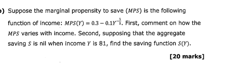 Solved ) Suppose the marginal propensity to save (MPS) is | Chegg.com
