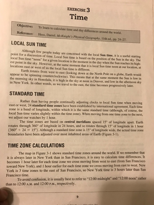 Solved EXERCISE 3 Time To learn to calculate time and day | Chegg.com