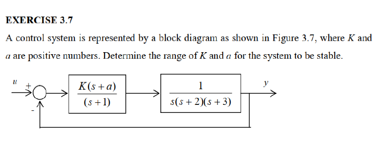 Solved EXERCISE 3.7 A control system is represented by a | Chegg.com