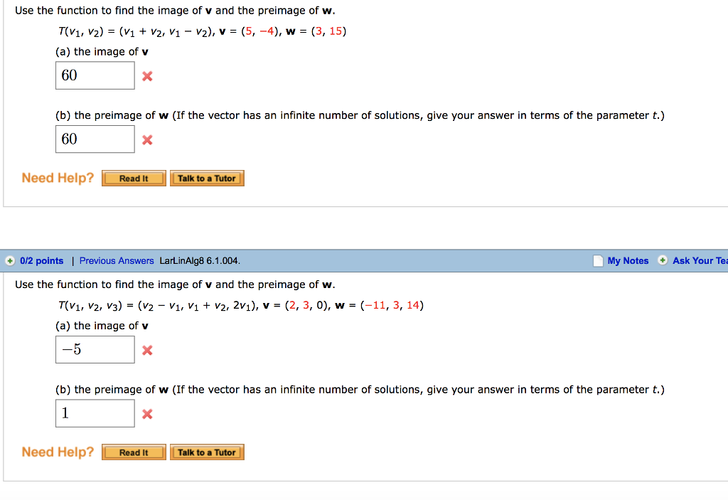 Solved Use the function to find the image of v and the | Chegg.com