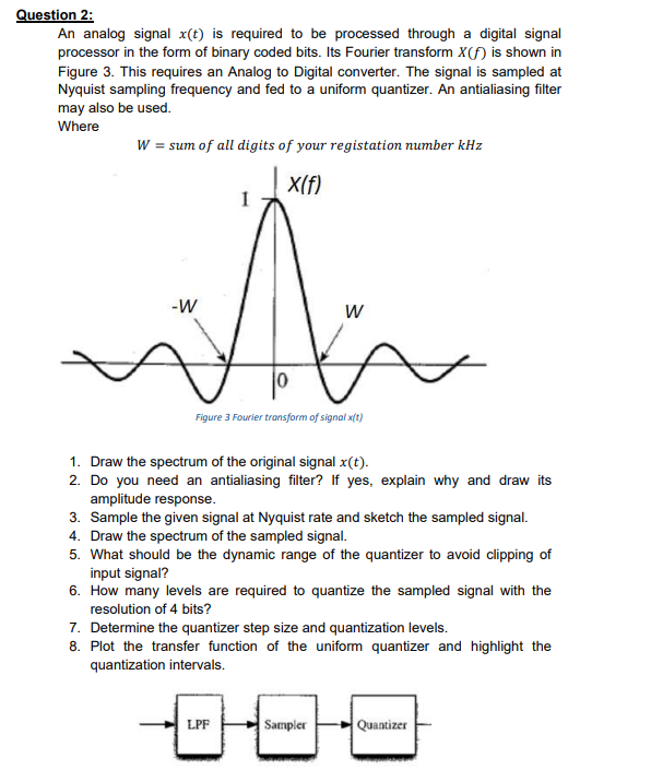 Solved Question 2: An analog signal x(t) is required to be | Chegg.com