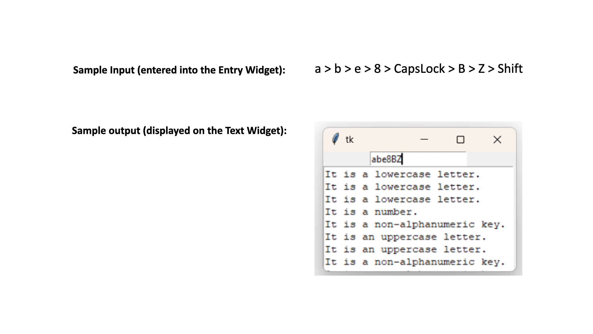 Solved Sample Input (entered into the Entry Widget): | Chegg.com