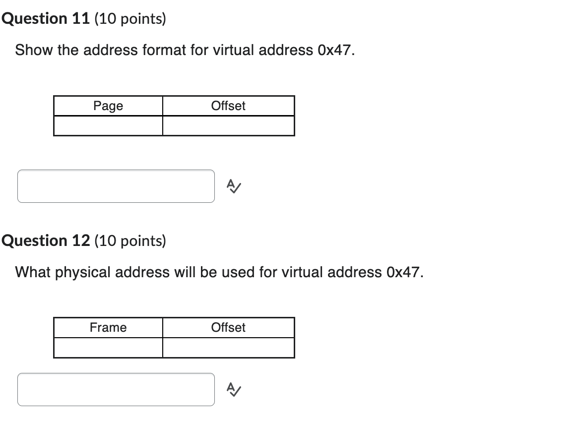 Show the address format for virtual address 0×47. A | Chegg.com