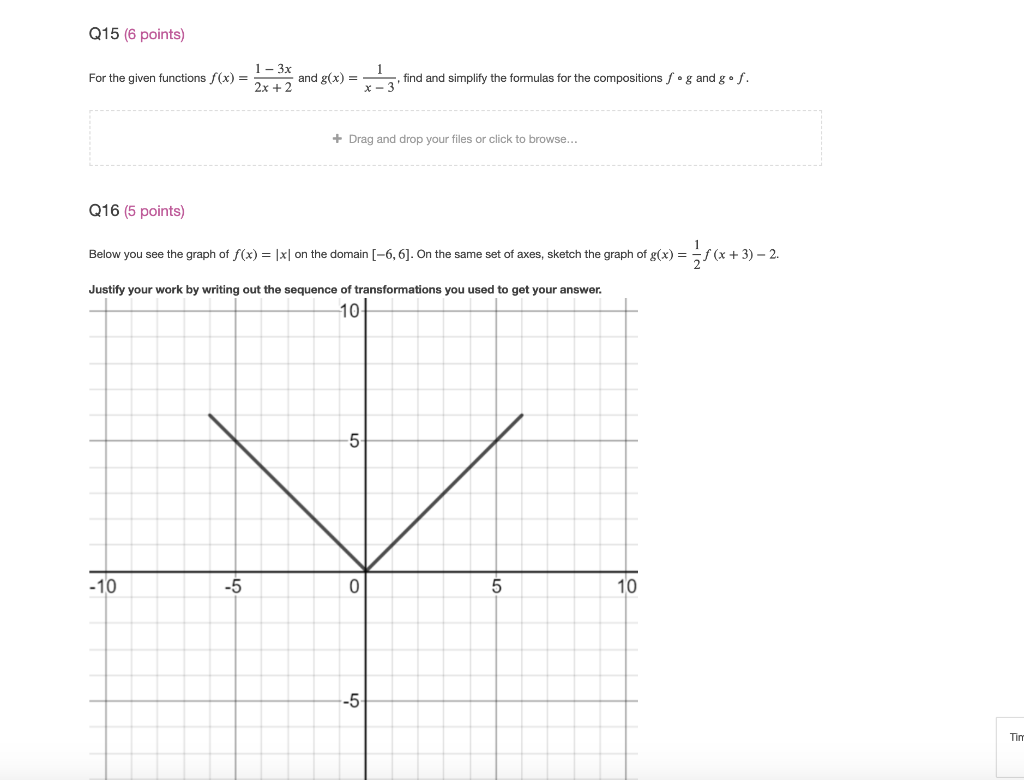 Solved Q15 (6 points) For the given functions f(x) = 1- 3x | Chegg.com