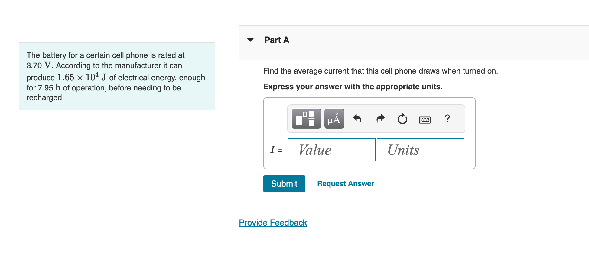Solved The battery for a certain cell phone is rated at 3.70 | Chegg.com