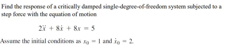 Solved Find the response of a critically damped | Chegg.com