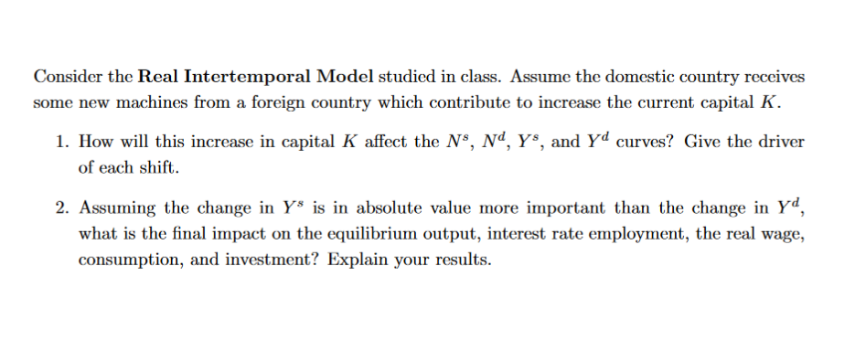 Solved Consider the Real Intertemporal Model studied in | Chegg.com