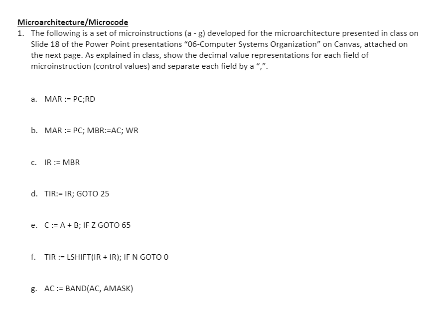 Microarchitecture Microcode 1 The Following Is A Set