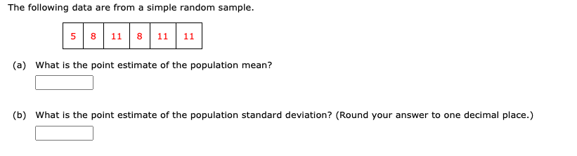 Solved The following data are from a simple random sample. | Chegg.com