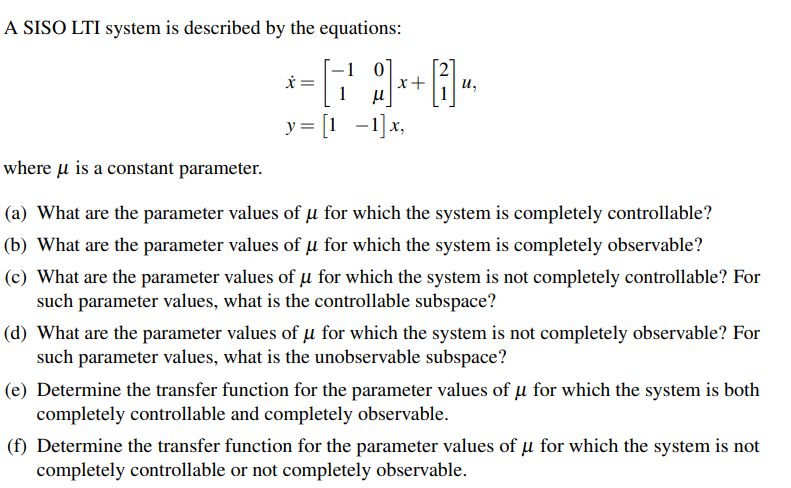 Solved A SISO LTI system is described by the | Chegg.com