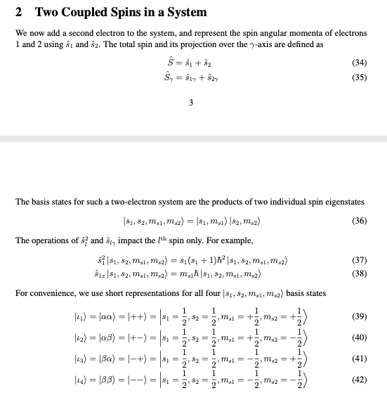 2 Two Coupled Spins in a System We now add a second | Chegg.com