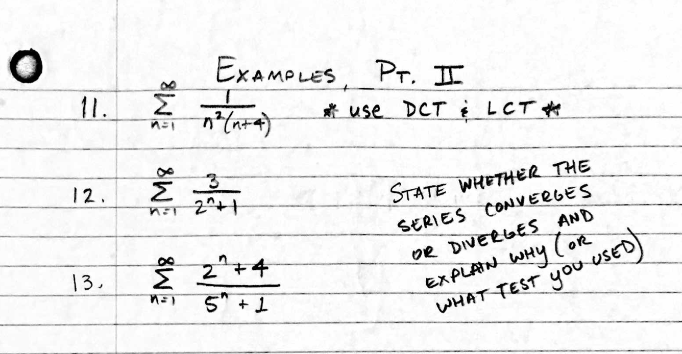 Solved o EXAMPLES Pr. I n/n+4) ntura 11. Σ a use DCT & LCT & | Chegg.com