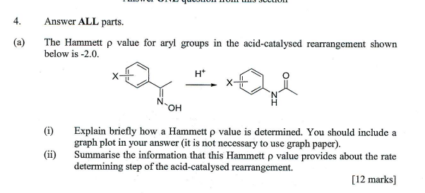 Solved 4. (a) Answer ALL parts. The Hammett p value for aryl | Chegg.com