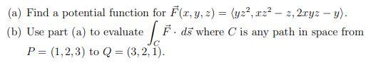 Solved (a) Find a potential function for | Chegg.com