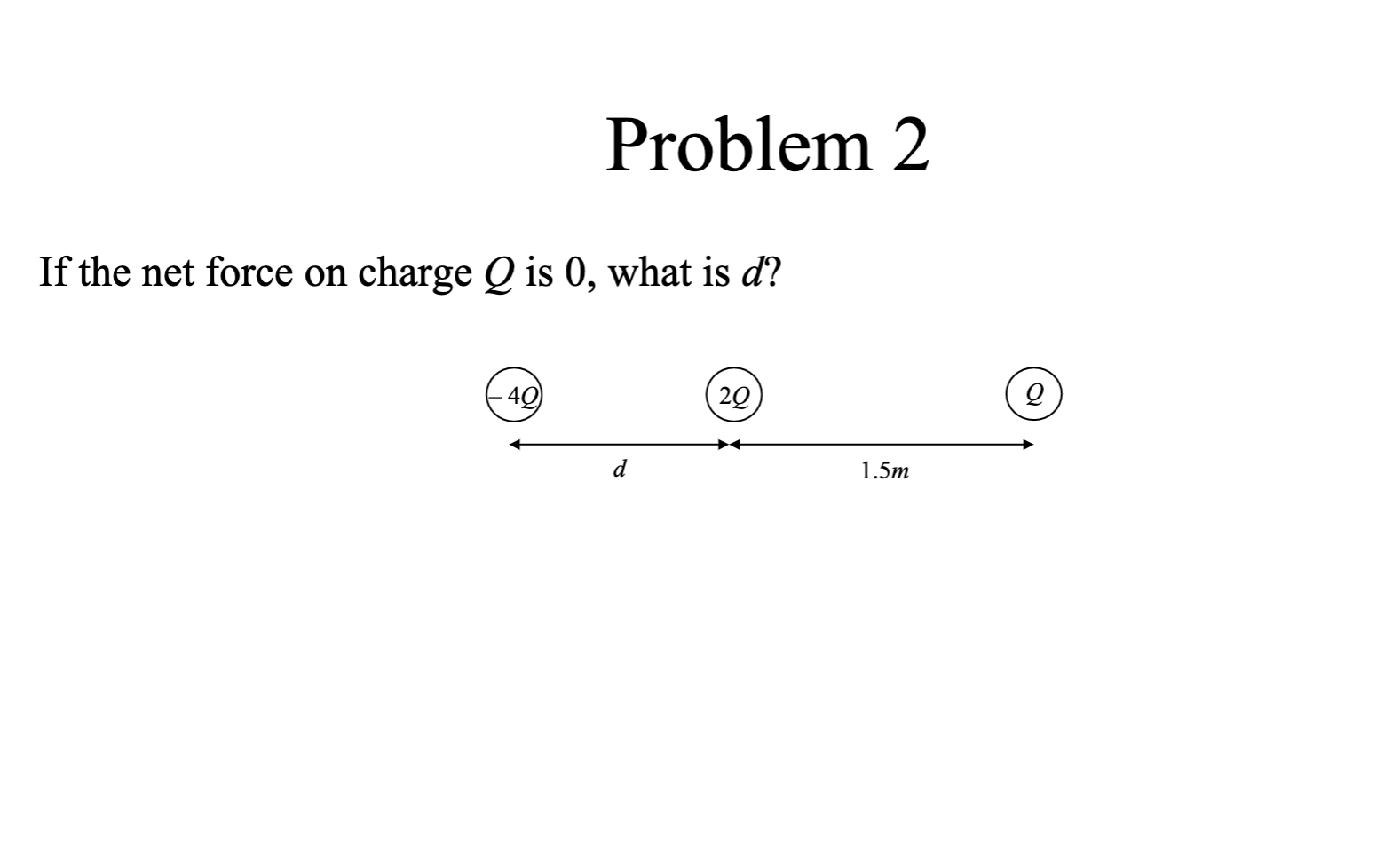 Solved Problem 2 If the net force on charge Q is 0, what is | Chegg.com