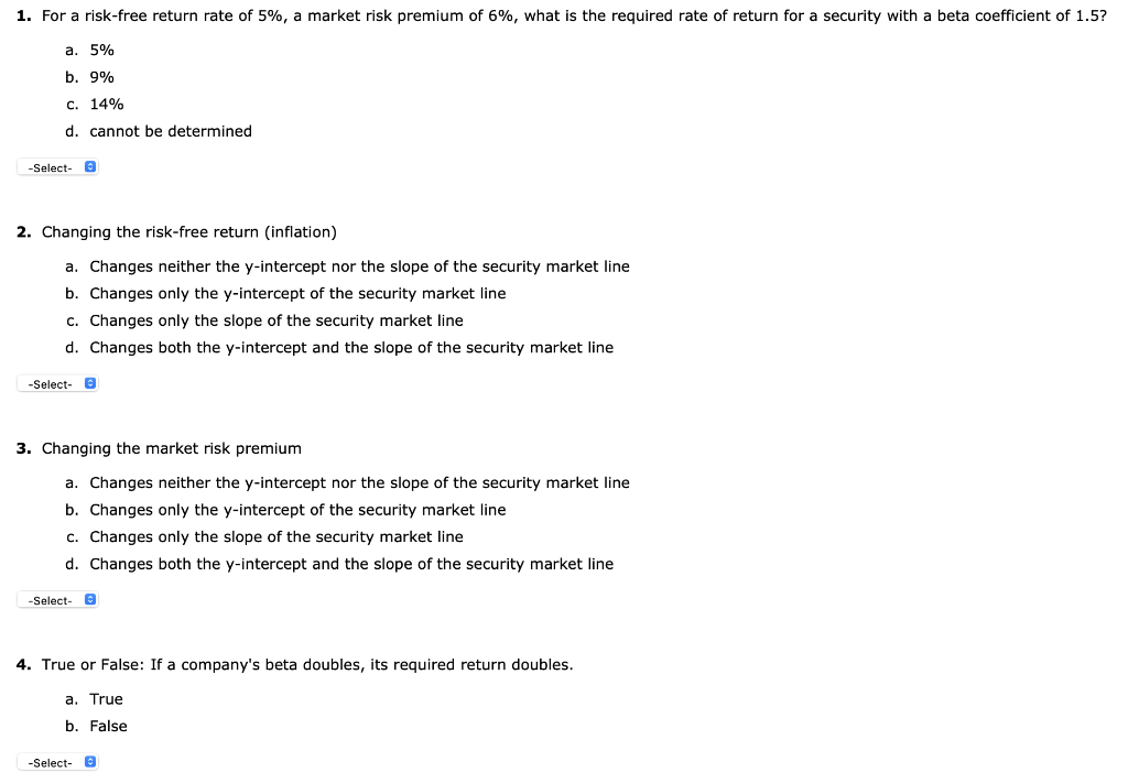 Solved The Security Market Line defines the required rate of | Chegg.com