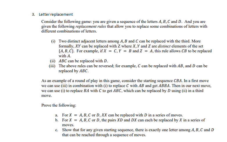 Solved 3. Letter replacement Consider the following game: | Chegg.com