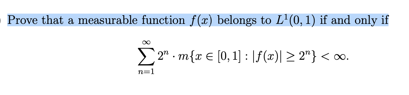 Prove That A Measurable Function Fx Belongs To 
