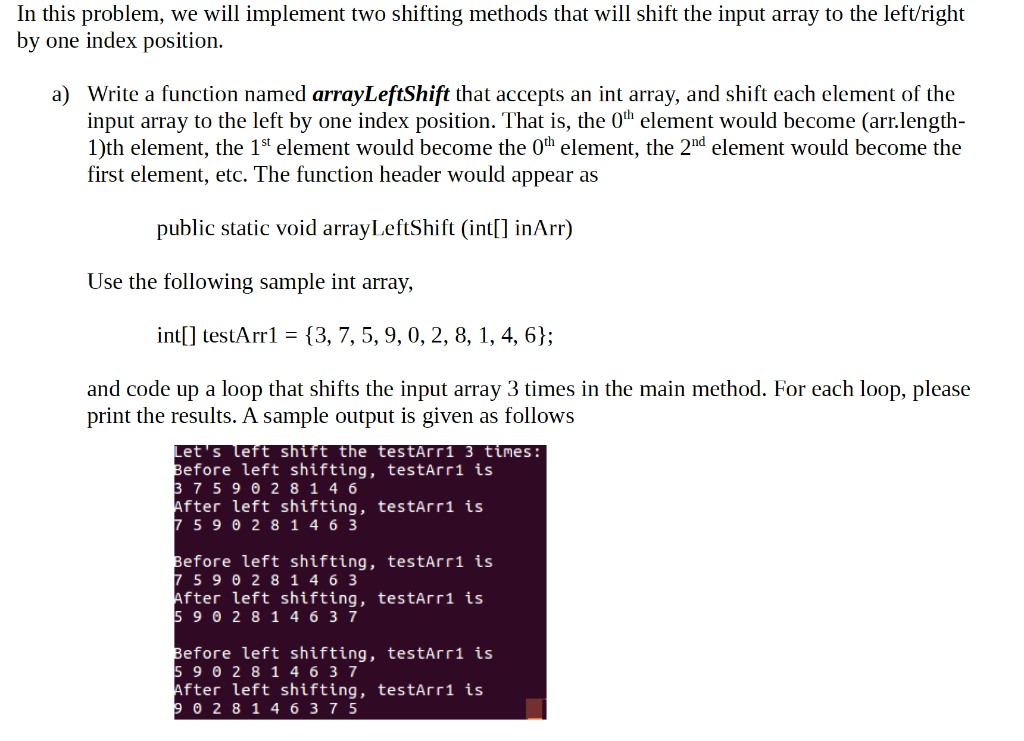Solved In this problem, we will implement two shifting | Chegg.com